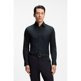 BOSS Herren Businesshemd "HANK"schwarz001, Gr. 39, unifarben, Web, Obermaterial: 92% Polyamid, 8% Elasthan, Hemden, Slim-Fit, aus funktionalem