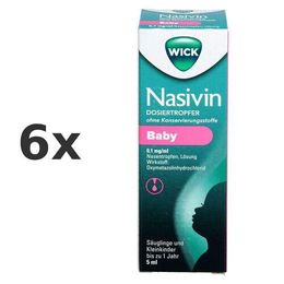 6x Wick Nasivin Dosiertropfer oK Baby 0,1 mg/ml Ntr 5 ml