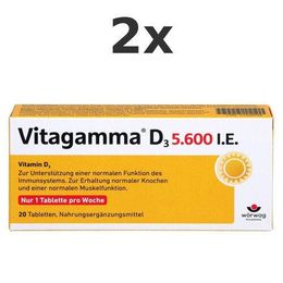 W&Ouml;RWAG PHARMA 2x Vitagamma D3 5.600 I.E .Vitamin D3 Nem Tabletten Set 20 St