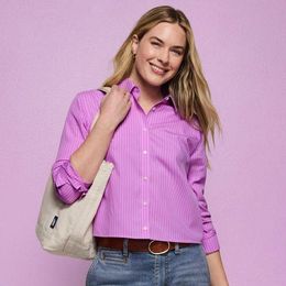 LANDS' END Kurze, b&uuml;gelfreie Hemdbluse f&uuml;r Damen in Petite-Gr&ouml;&szlig;e, Damen, size: petite, Pink, Baumwolle, by Lands' End