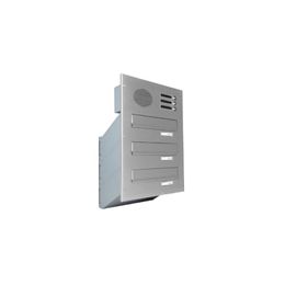 3er Edelstahl Mauerdurchwurf Briefkastenanlage mit Sprechsieb - T: 23-38 cm - D-041