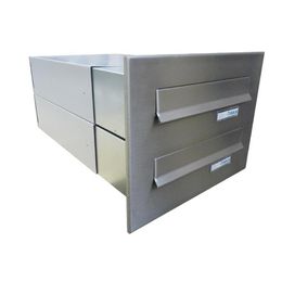 2er Edelstahl Mauerdurchwurf Briefkastenanlage - T: 39-62 cm- B-042