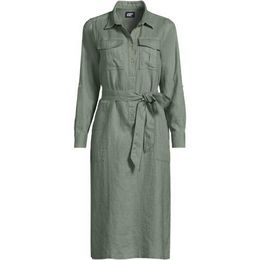 LANDS' END Midi-Hemdblusenkleid aus Leinen, Damen,  Gr&uuml;n, by Lands' End