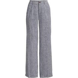 LANDS' END Leinenhose High Waist mit weitem Bein, Damen,  Blau, Leinen, by Lands' End
