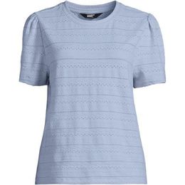 LANDS' END Lochmustershirt, Damen,  Blau, Baumwolle/Baumwoll-Mischung, by Lands' End