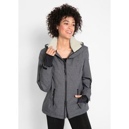 bonprix wasserdichte Outdoor-Funktions-Jacke mit Teddyfleece, grau, Gr.40, Attraktive Regenjacke mit Rei&szlig;verschlusstaschen, aus Fleece
