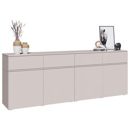Xora Sideboard, Kaschmir, Kunststoff, 4 F&auml;cher, 4 Schublade(n) Schubladen, 220x80x40 cm, stehend, h&auml;ngend, Wohnzimmer, Kommoden & Sideboards, Sideboards
