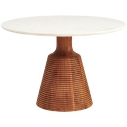 Mid.you Esstisch, Wei&szlig;, Akazie, Holz, Stein, Akazie, vollmassiv, Holz, rund, konisch, 115x76x115 cm, gastro- und objekttauglich, Esszimmer, Tische, Esstische, Esstische rund