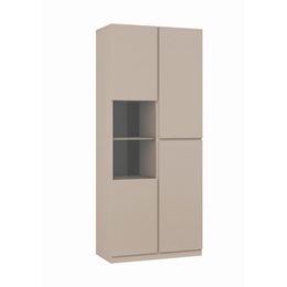 Mid.you Vitrine, Taupe, Glas, Holzwerkstoff, 9 F&auml;cher, 79.4x187.5x40 cm, FSC Mix, stehend, Wohnzimmer, Wohnw&auml;nde, Vitrinenschr&auml;nke