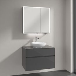 Villeroy & Boch Villeroy & Boch Embrace Schrank mit Loop & Friends Waschtisch, mit Spiegelschrank My View Now, 4A4601R1+A95500FP+A4558000, My View Now