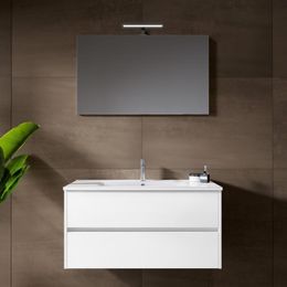 RIHO Porto Schrank mit Wave Waschtisch, mit Spiegel Wave B: 101,5 cm, F014009DP0+W018008005+F014016ALU+204927, Wave