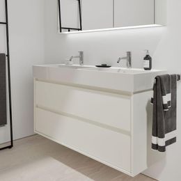 Burgbad Devio Schrank mit Keramik-Doppelwaschtisch, 2 Ausz&uuml;ge, SHKF121F7214C0001,