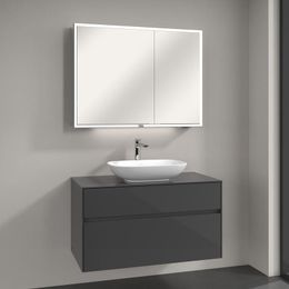 Villeroy & Boch Villeroy & Boch Embrace Schrank mit Loop & Friends Waschtisch, mit Spiegelschrank My View Now, 4A4901R1+A95600FP+A4551000, My View Now