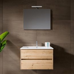 RIHO Porto Schrank mit Wave Waschtisch, mit Spiegel Wave B: 81,5 cm, F014006DP6+W018006005+F014015ALU+204927, Wave