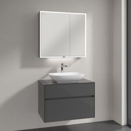 Villeroy & Boch Villeroy & Boch Embrace Schrank mit Loop & Friends Waschtisch, mit Spiegelschrank My View Now, 4A4901R1+A95500FP+A4558000, My View Now