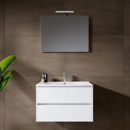 RIHO Porto Schrank mit Square Waschtisch, mit Spiegel Square B: 81,5 cm, F014006DP0+W018009005+F014015ALU+204927, Square