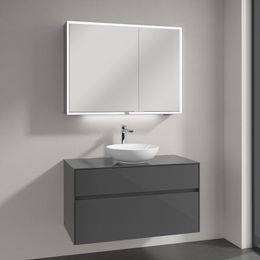 Villeroy & Boch Villeroy & Boch Embrace Schrank mit Loop & Friends Waschtisch, mit Spiegelschrank My View Now, 4A4601R1+A95600FP+A4551000, My View Now