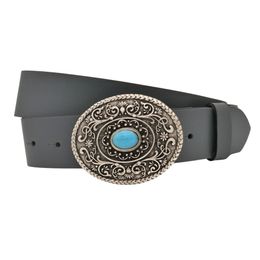 AnnaMatoni Damen Lederg&uuml;rtel "AnnaMatoni AnnaMatoni Damen G&uuml;rtel aus Echtleder mit dekorativer"grau 730, Gr. 115, 100% Leder, G&uuml;rtel
