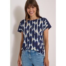 Cecil Damen T-Shirturban dunkelblau, Gr. M, gemustert, Web, Obermaterial: 50% Baumwolle, 50% Modal. Obermaterial 2: 50% Baumwolle, 50% Polyester,