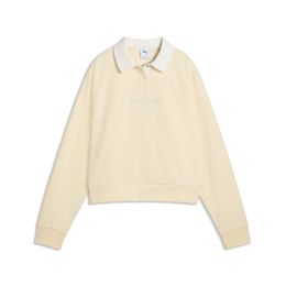 Puma Damen Sweatshirt "Puma Class Relaxed Fleece-Langarm-Polo Damen"buttercream gelb, Gr. M, Obermaterial: 32% Polyester, 68% Baumwolle. &Auml;rmelbund: