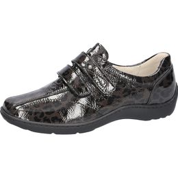 Waldl&auml;ufer WALDL&Auml;UFER Damen Klettschuh "Henni", Gr. 6,5carbon, leo, Lackleder, Schuhe, Lackschuh, Komfortschuh, Leo-Optik, Bequemweite H (=sehr weit)