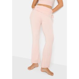 LSCN BY LASCANA Damen Jazzpants, Gr. 36, rosa, Jersey, Obermaterial: 95% Viskose, 5% Elasthan, unifarben, Hosen, mit B&uuml;ndchen seitlich zum raffen