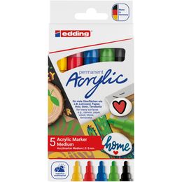 Edding Acrylmarker '5100 Medium Basic' mehrfarbig 2 - 3 mm 5er-Set