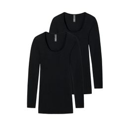 Schiesser Damen Longsleeve Feinripp - Luxury 2er Pack