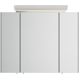 Posseik Spiegelschrank 80cm inkl. Design LED-Lampe und Glasb&ouml;den weiss hochglanz