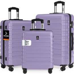 Deuba Hartschalenkoffer New York Set 3-tlg Pastelllila Rollen 360o ABS