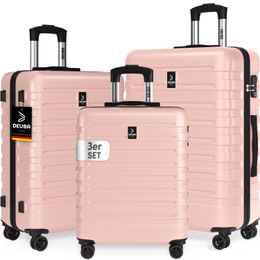 Deuba Hartschalenkoffer New York Set 3-tlg Pastellrosa Rollen 360o ABS