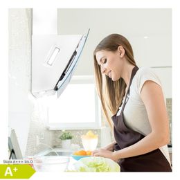 Klarstein Clara 60 Dunstabzugshaube Glas 509 m&sup3;/h Touch Ambiente-Licht Wei&szlig;