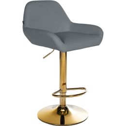 CLP Barhocker Braga Kunstleder-Bezug mit Gold-Gestell I h&ouml;henverstellbar und 360 drehbar I moderner Barstuhl mit Fu&szlig;st&uuml;tze f&uuml;r K&uuml;che und Bar