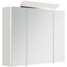 Posseik Spiegelschrank 80cm inkl. Design LED-Lampe und Glasb&ouml;den weiss hochglanz
