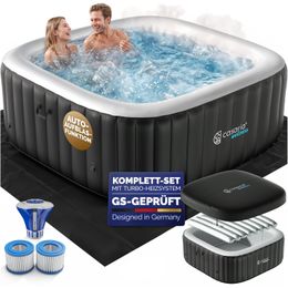 Casaria Whirlpool aufblasbar Schwarz eckig 6 Personen 20-42&deg;C winterfest