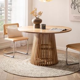 FineBuy Esstisch rund &Oslash; 120 Massivholz Natur Esszimmertisch Design K&uuml;chentisch massiv