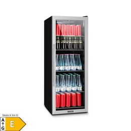 Klarstein Beersafe 6XL K&uuml;hlschrank 171 Liter 5 B&ouml;den Panoramaglast&uuml;r Edelstahl Silber 201 Liter