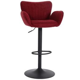 Barhocker MCW-M67, Drehstuhl Barstuhl, mit Armlehne Fu&szlig;ablage drehbar Stoff/Textil Eisen MVG ~ bordeaux Fu&szlig; schwarz