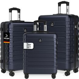 Deuba Hartschalenkoffer New York Set 3-tlg Dunkelblau Rollen 360o ABS