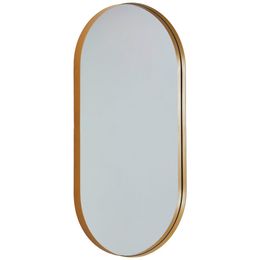 Mid.you Wandspiegel, Gold, Metall, Glas, Holzwerkstoff, oval, 50x100x5 cm, Bsci, senkrecht und waagrecht montierbar, Spiegel, Wandspiegel