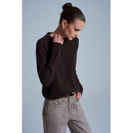 Damen Kaschmir Rippstrick Rundhalspullover