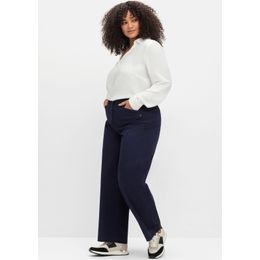 sheego Damen Chino-Hose, Blau, Gr. 42, Chinos, Material: Baumwolle