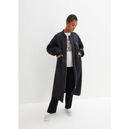 bonprix Blouson-Mantel mit Strickkragen, schwarz, Gr.54, L&auml;ssig-moderner Mantel mit Raffdetail am &Auml;rmel, Strickb&uuml;ndchen und Leistentaschen