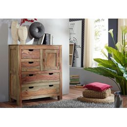 Highboard Sheesham 88x38x100 grau ge&ouml;lt NATURE GREY #87