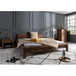 Bett Sheesham 180x200x80 grau ge&ouml;lt BUENO #010