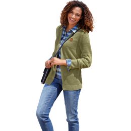 CR&Eacute;ATION L Damen Strickjacke mit Ripp-Abschl&uuml;ssen schilf Gr&ouml;&szlig;e 38