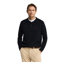 Pullover marineblau mit gekn&ouml;pftem Polokragen und Rigby Go Logo
