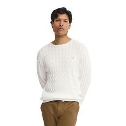 Strickpullover ecru mit Zopfmuster und Rigby Go Logo