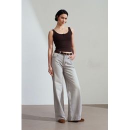Hoch Taillenweite Bein Baumwoll-Denim-Jeans