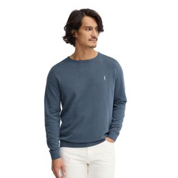 Pullover denimblau mit Rundkragen und Rigby Go Logo